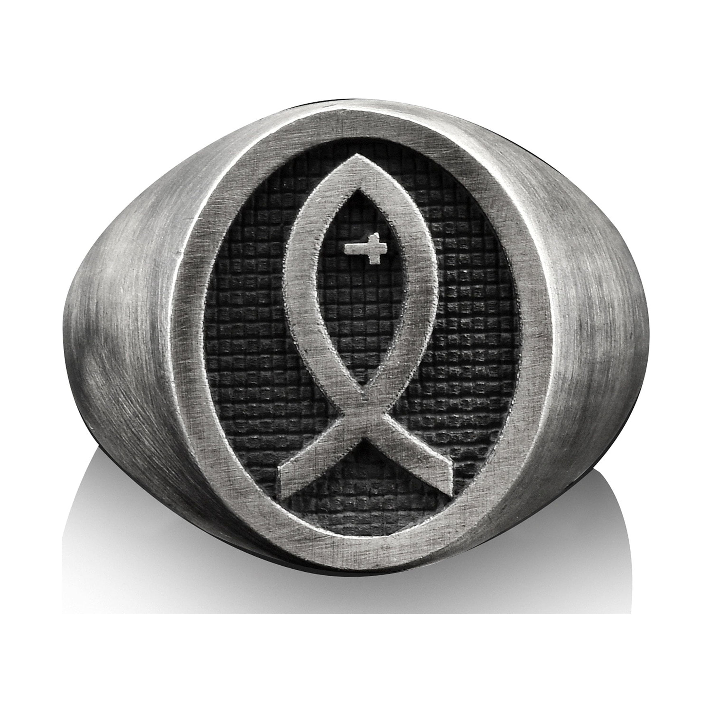 Ichthys Handmade Sterling Silver Men Signet Ring, First Christianity ...