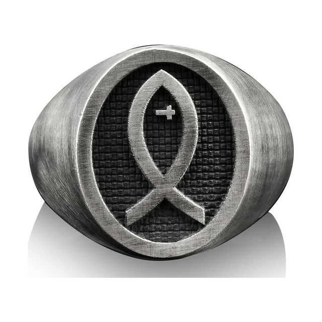 Ichthys Handmade Sterling Silver Men Signet Ring, First Christianity ...