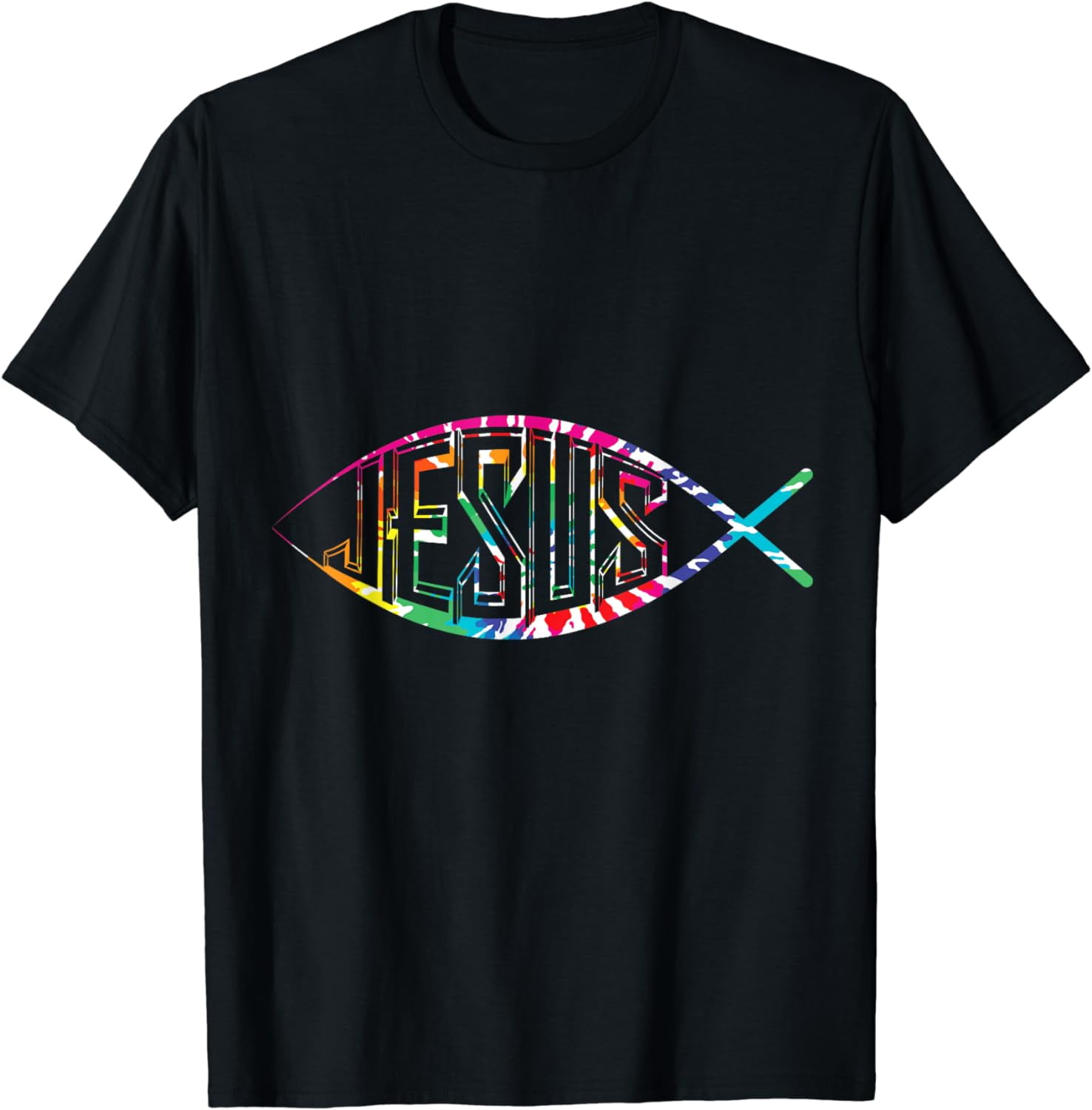 Ichthys Hippie Rainbow Tie Dye Jesus Fish T-Shirt - Walmart.com