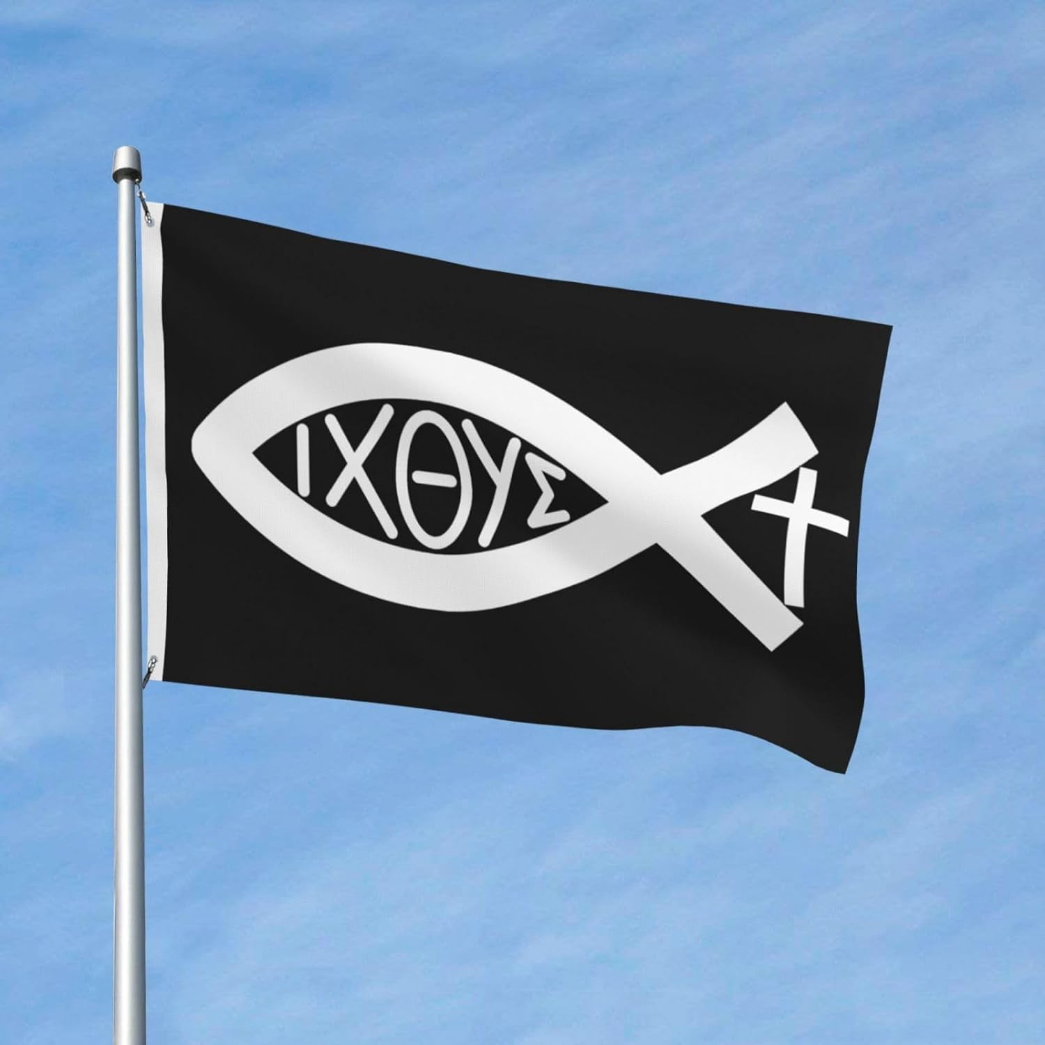 Ichthys Jesus Christ Flag, 3Ply Polyester Heavy Duty Double Sided ...