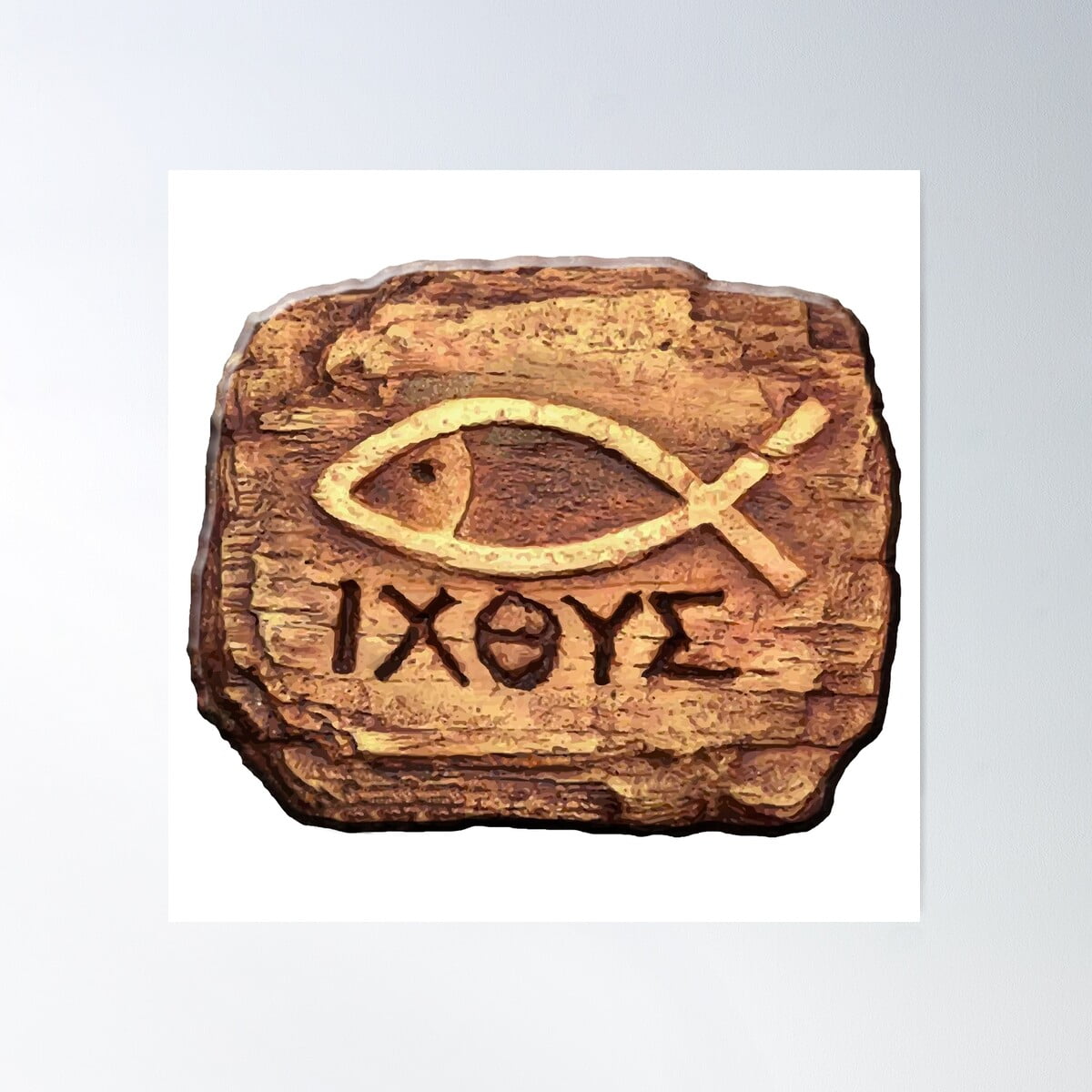 Ichthys Jesus Christ Son Of God Savior Fish Symbol Poster Wall Art ...