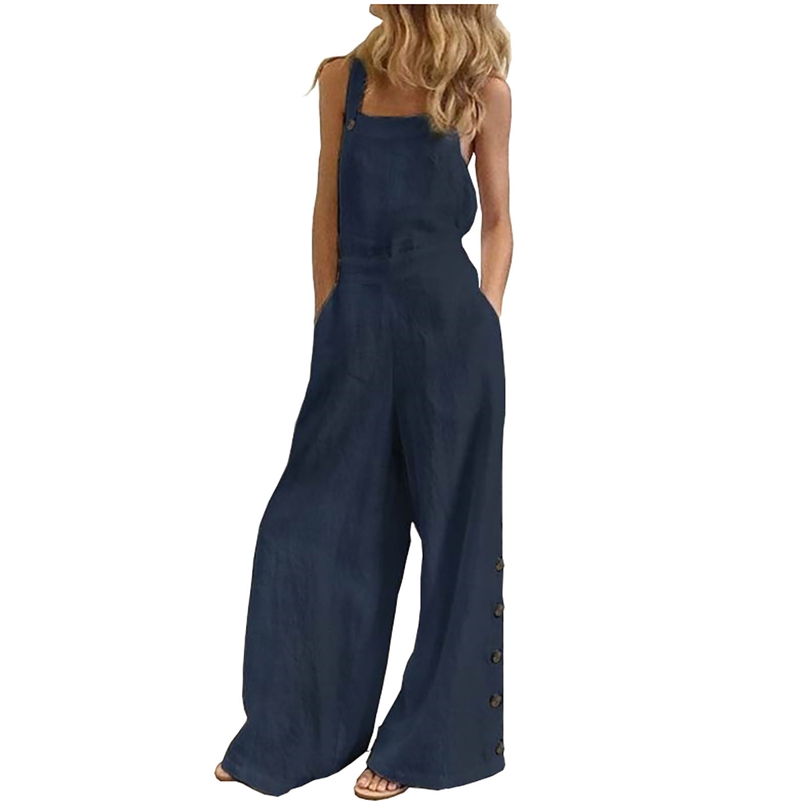 Ichuanyi Casual Polyester Suspender Wide Leg, Overalls (Women's XL ...