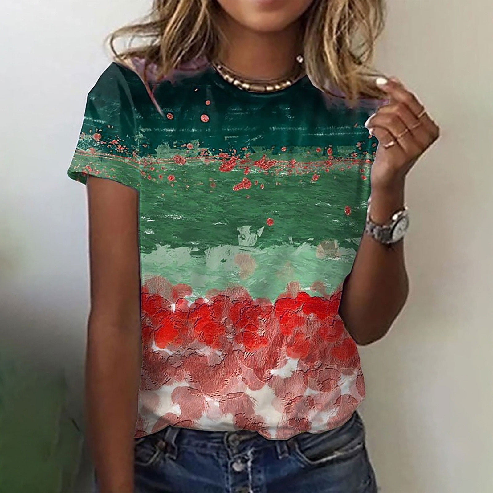 Ichuanyi Trendy Striped T Shirt for Women Summer Graphic Tee Tops ...