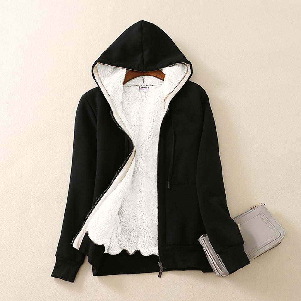 Ichuanyi Women's Casual Winter Warm Sherpa Lined Zip Up Hooded ...