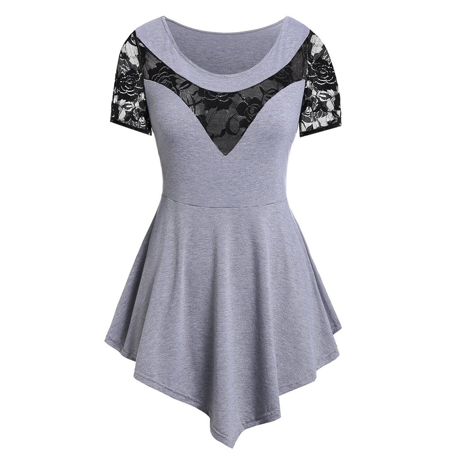 Ichuanyi Womens Shirts Clearance, Plus Size Women Solid Floral Lace O ...