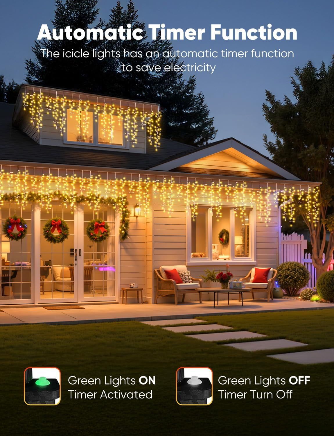 Icicle Christmas Lights Outdoor, 33FT 1020 LED Cluster Icicle Lights ...