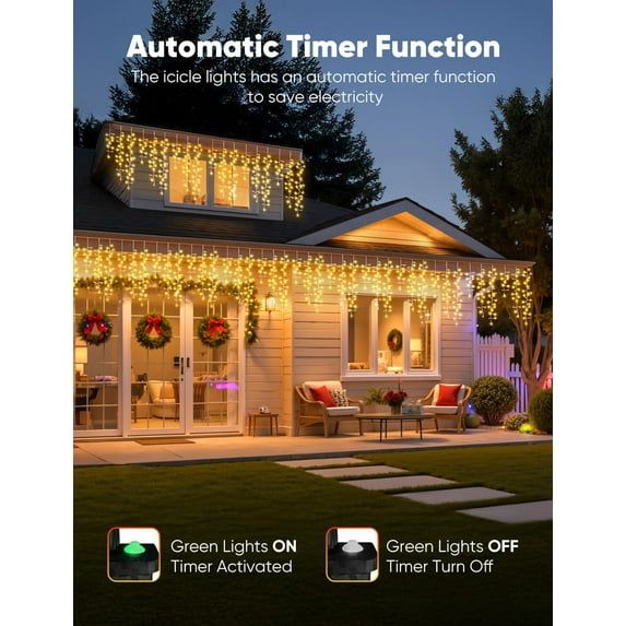 Icicle Christmas Lights Outdoor, 33FT 1020 LED Cluster Icicle Lights ...