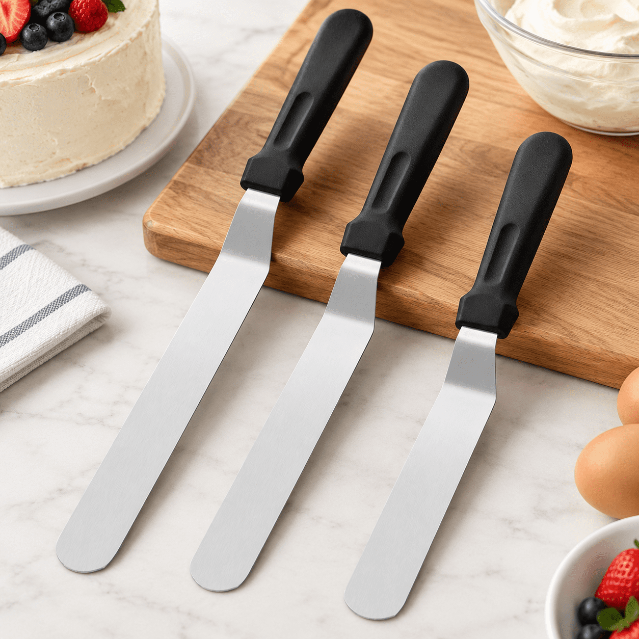 Icing Spatulas, Set of 3 Professional Cake Angled Offset Spatula with 6 ...