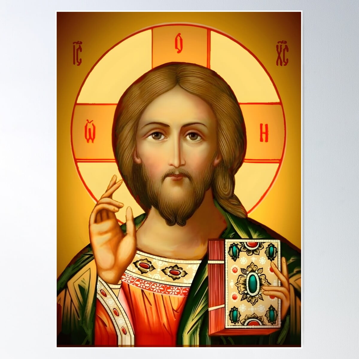 Icon Lord God Almighty, Jesus Christ , Sticker, Orthodox Icon Poster ...