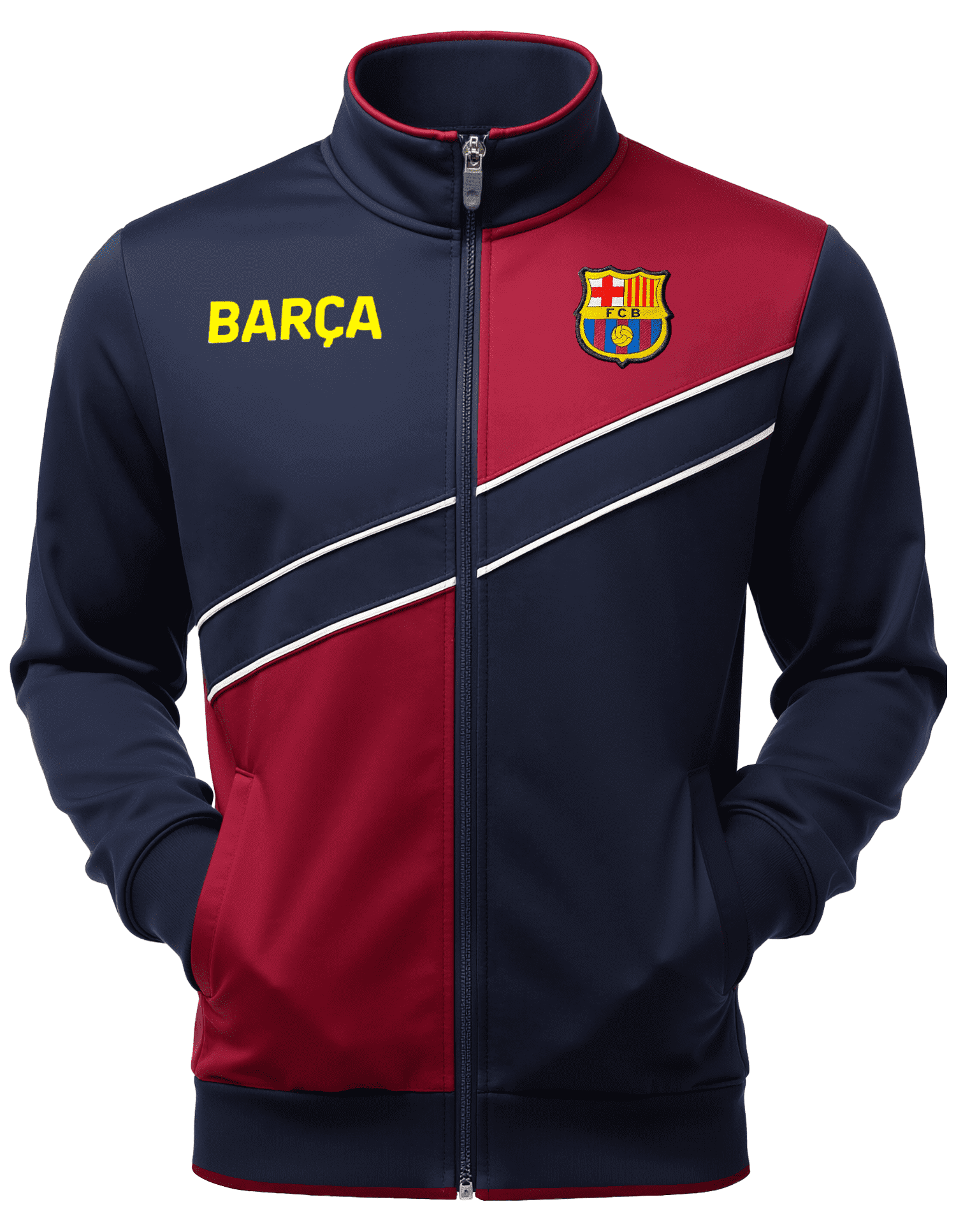 Icon Sports Barcelona Track Jacket, Maroon Blue Stripe, 100% Polyester ...