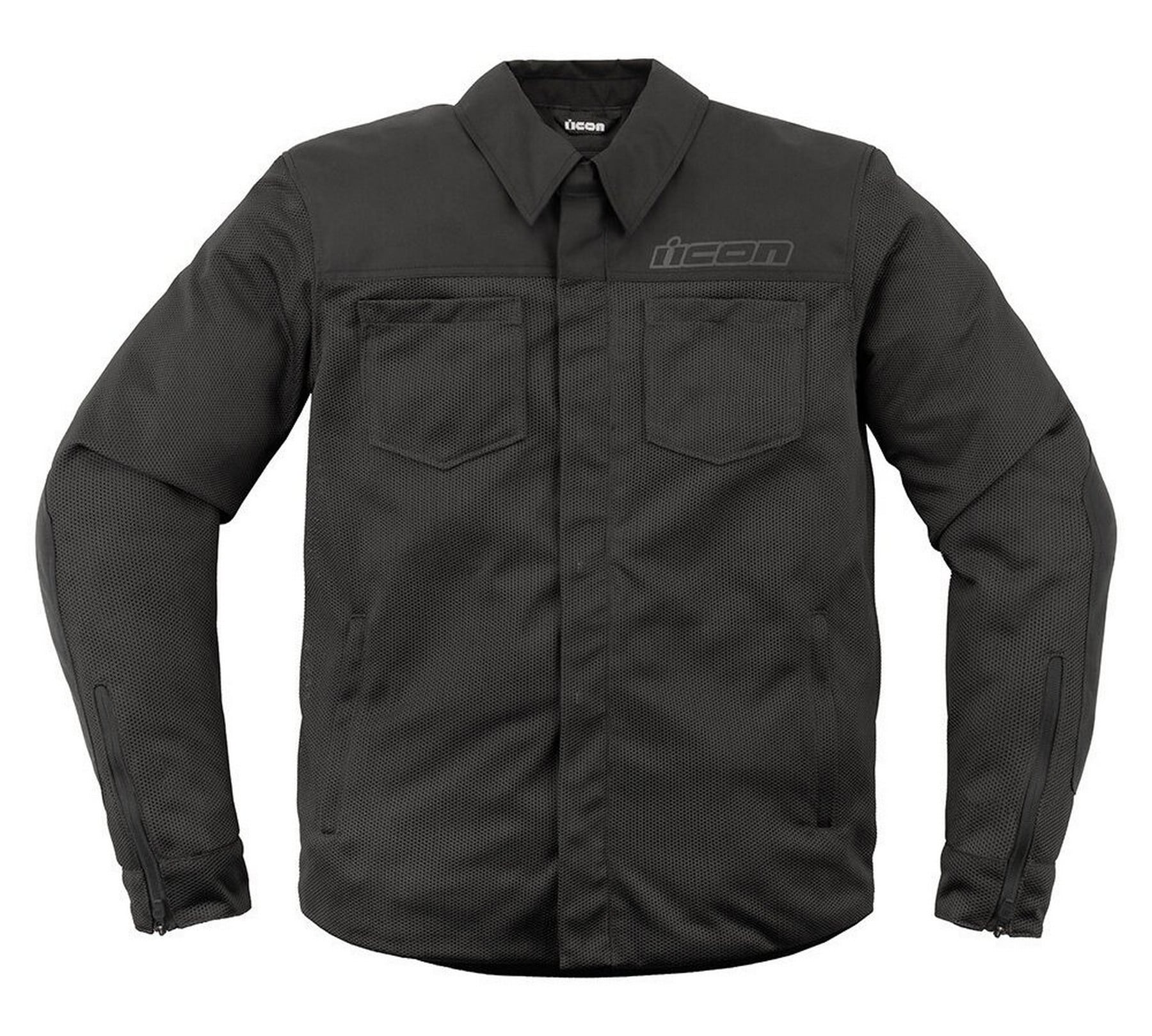 Icon Upstate Mesh Mens Protective Motorcycle Overshirt Black XXL ...