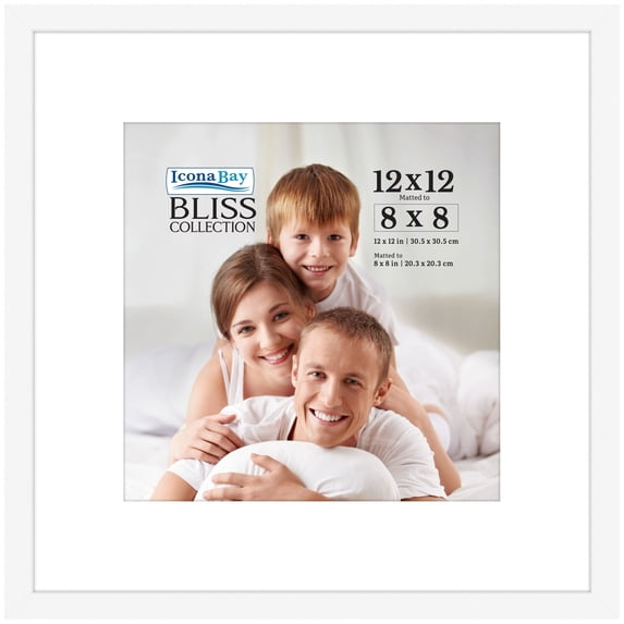 Icona Bay 12x12 White Picture Frame w/ Mat for 1 - 8x8 Photo, 1 PK ...