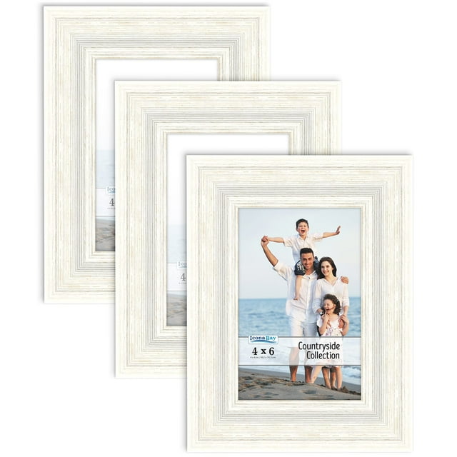 Icona Bay 4x6 Alpine White Picture Frames, 3 Pack, Photo Glass, Wall ...