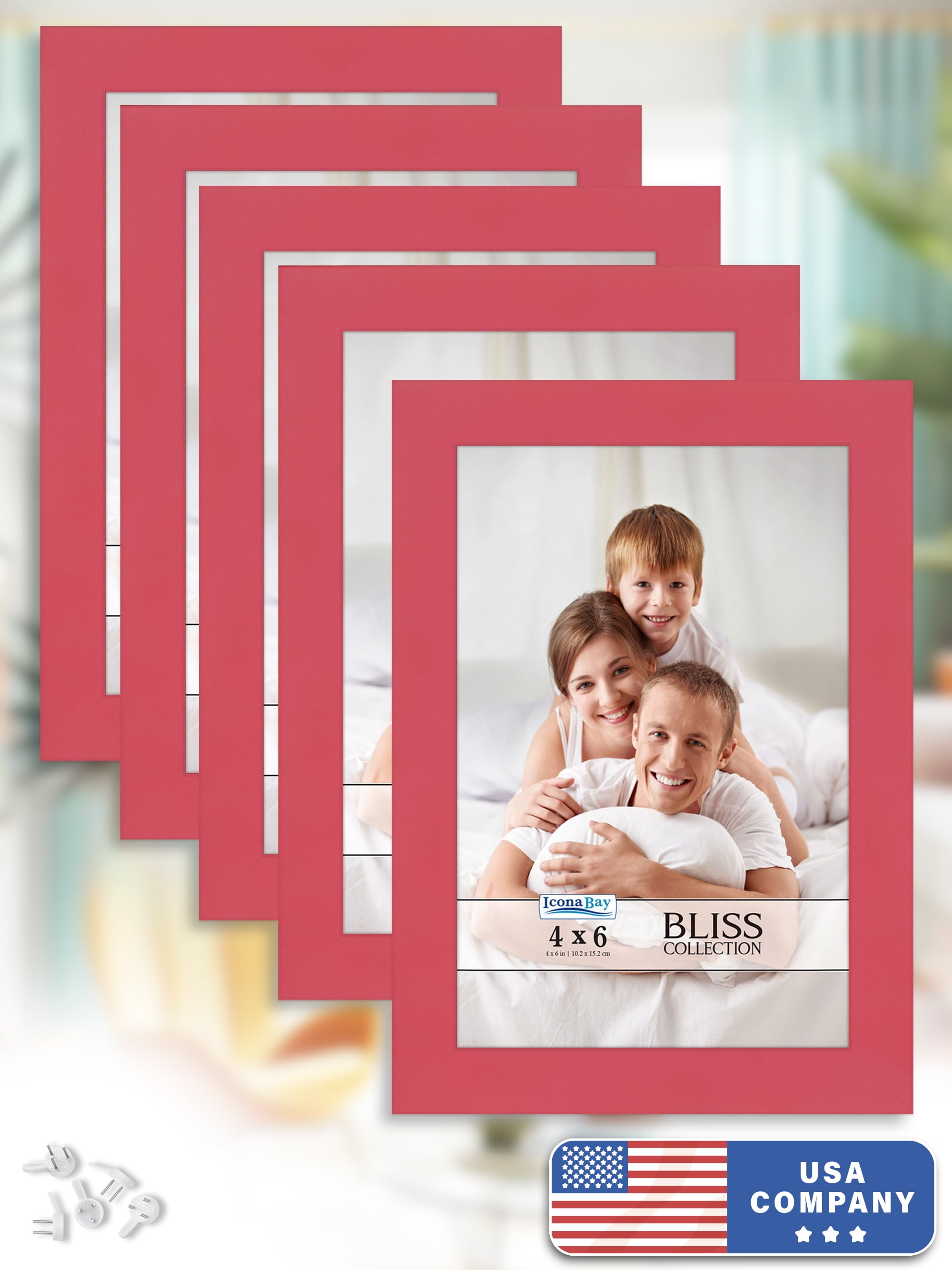 Icona Bay Colored 4x6 Red Picture Frames, Bulk 5 Pack, Bliss Tabletop ...