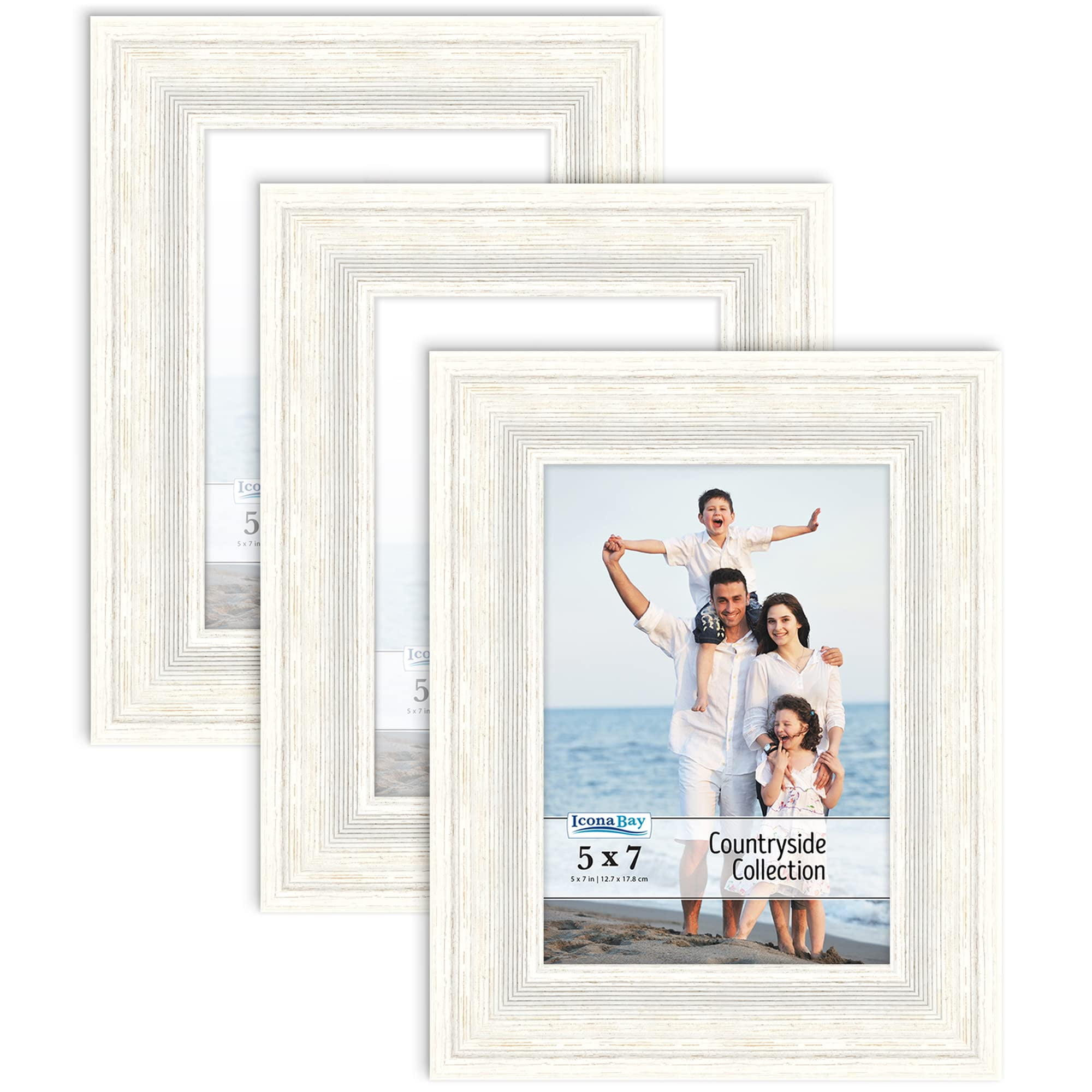 Icona Bay 5x7 Alpine White Picture Frames, 3 Pack for Gallery Wall ...