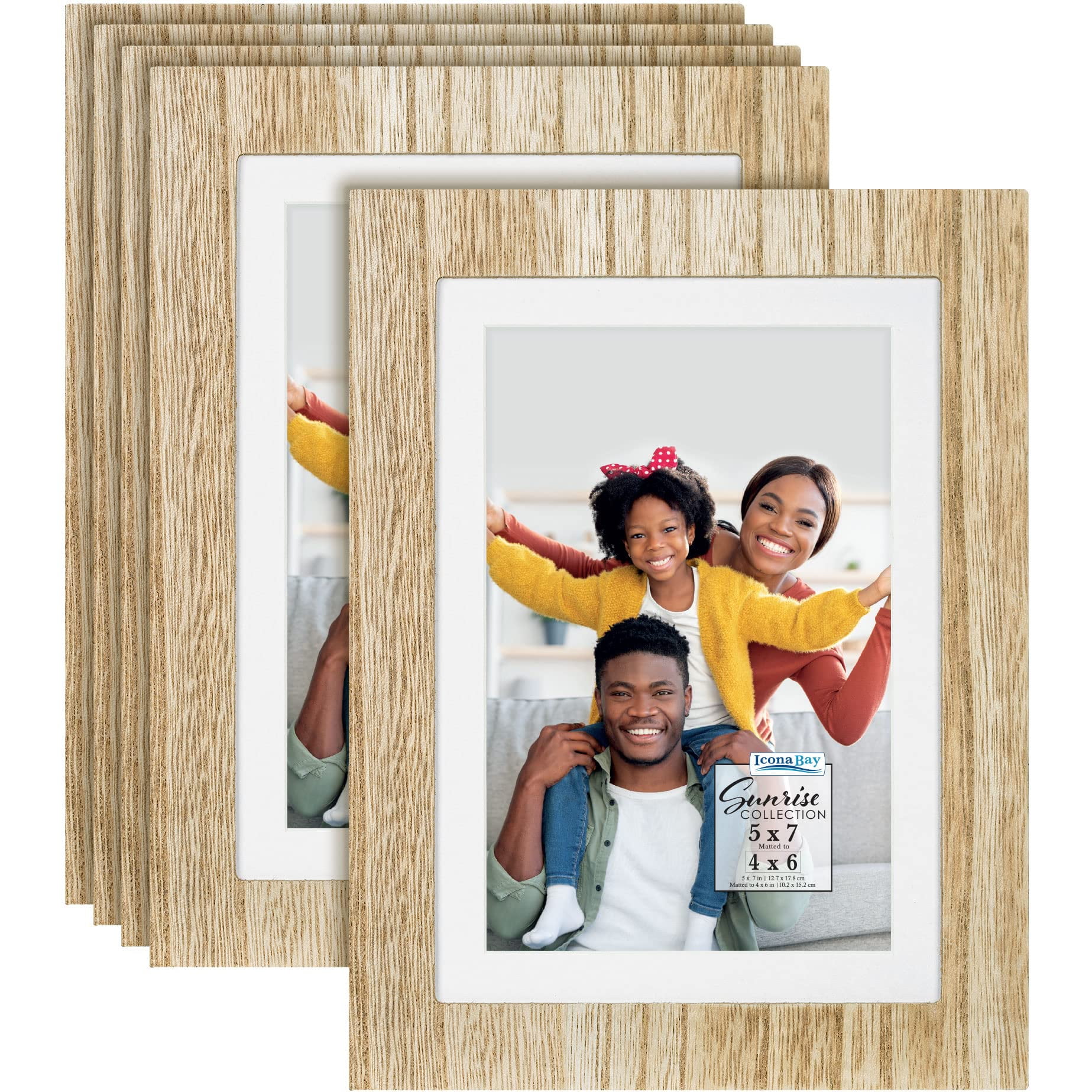 Icona Bay 5x7 Ash Brown Picture Frames W/ Mat for 4x6, 5 Pack, Painted ...