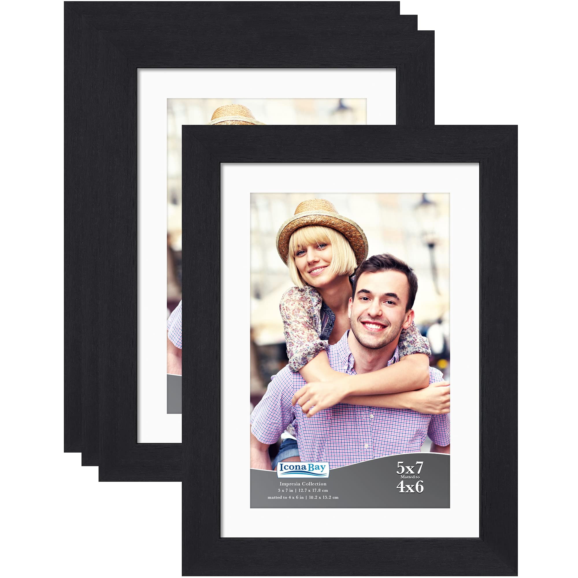 Icona Bay 5x7 Black Picture Frame, Removable Mat, Gallery Wall Photos ...