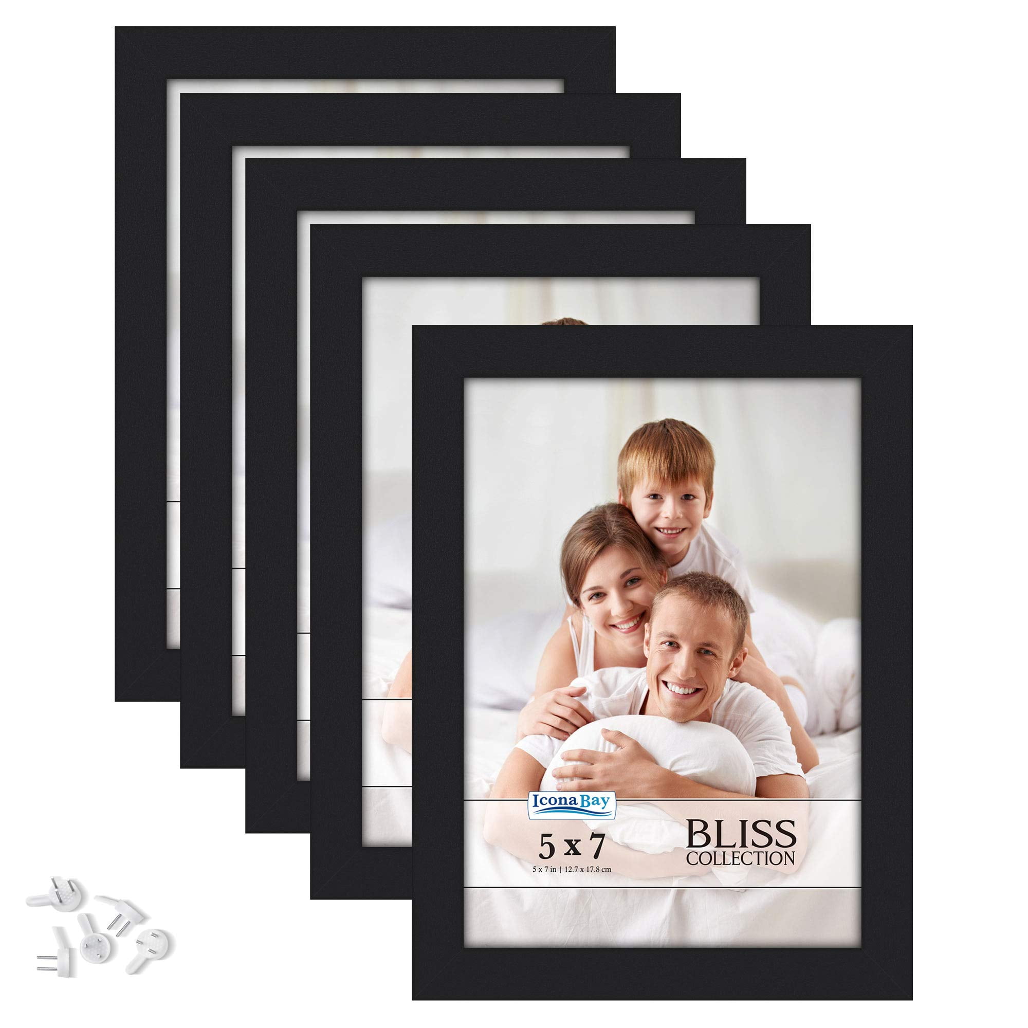Icona Bay 5x7 Black Picture Frames, 5 Pack, Bliss Tabletop Frames ...