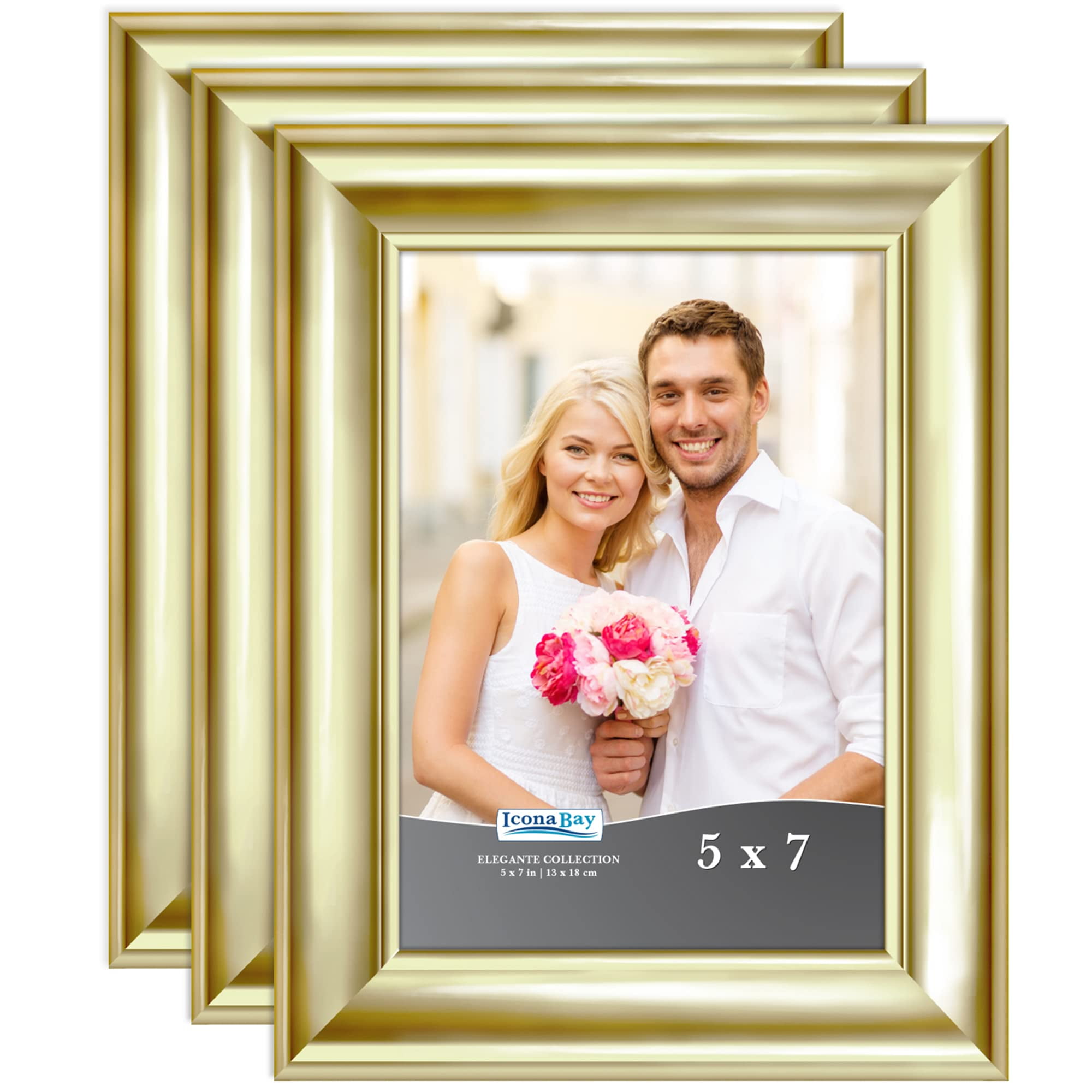 Icona Bay 5x7 Gold Picture Frame, Glam Style, 3 Pack, Elegante ...