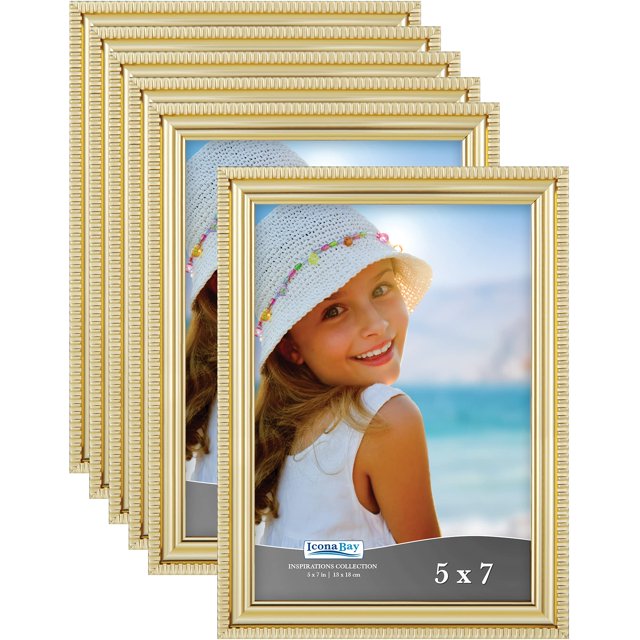 Icona Bay Gold Photo Frames 5x7, 6 Pack, Horizontal Display, Scallop ...