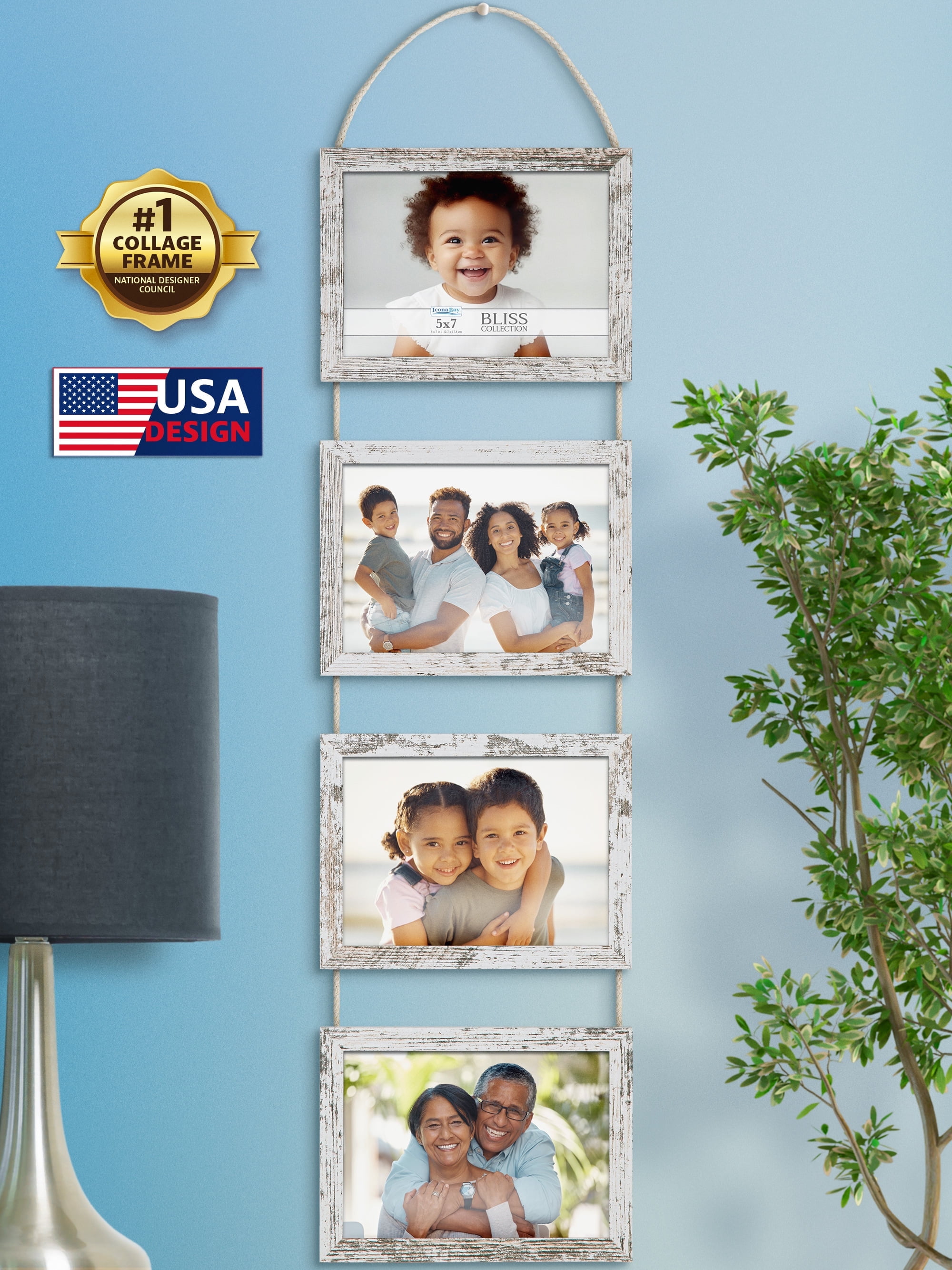 Icona Bay 5 in x 7 in Color Distressed White Hanging Picture Frames ...