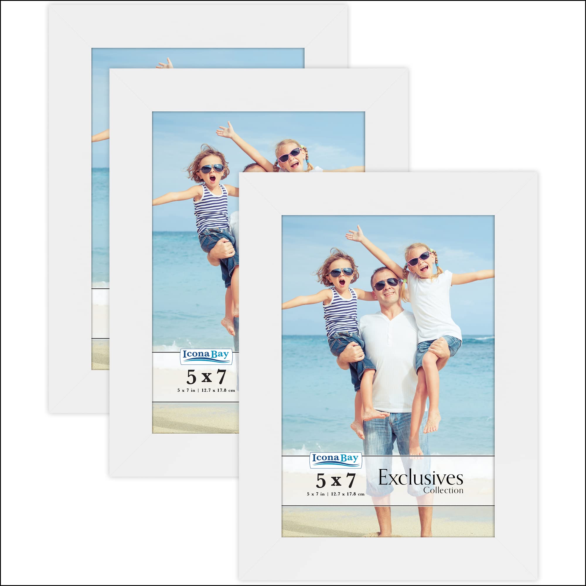 Icona Bay 5x7 Gold Picture Frames, 3 PK, Horizontal Photo Glass ...