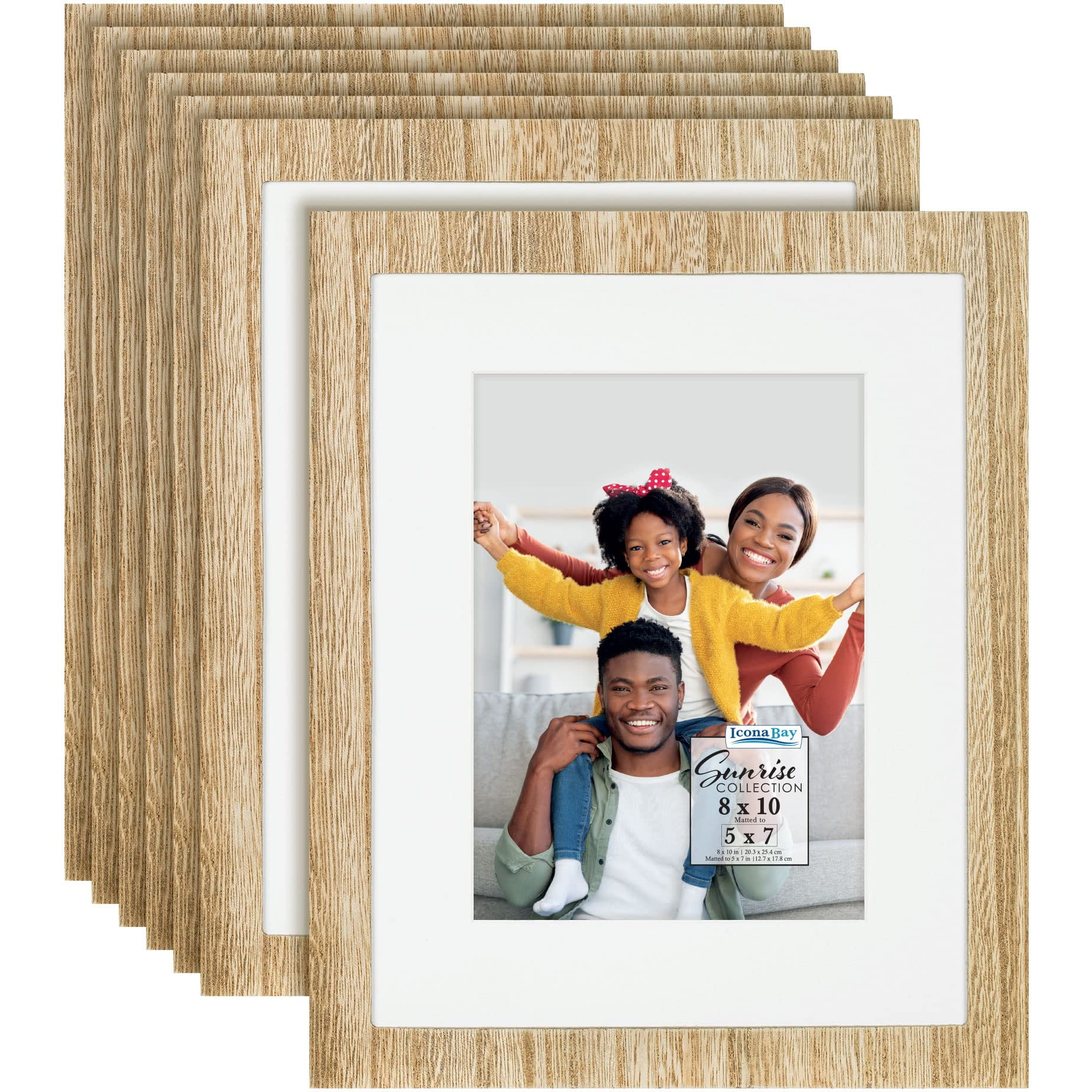 Icona Bay 8x10 Ash Brown Solid One-Piece Picture Frames W/ Mat for 5x7, 10 Pack, Painted Solid ...
