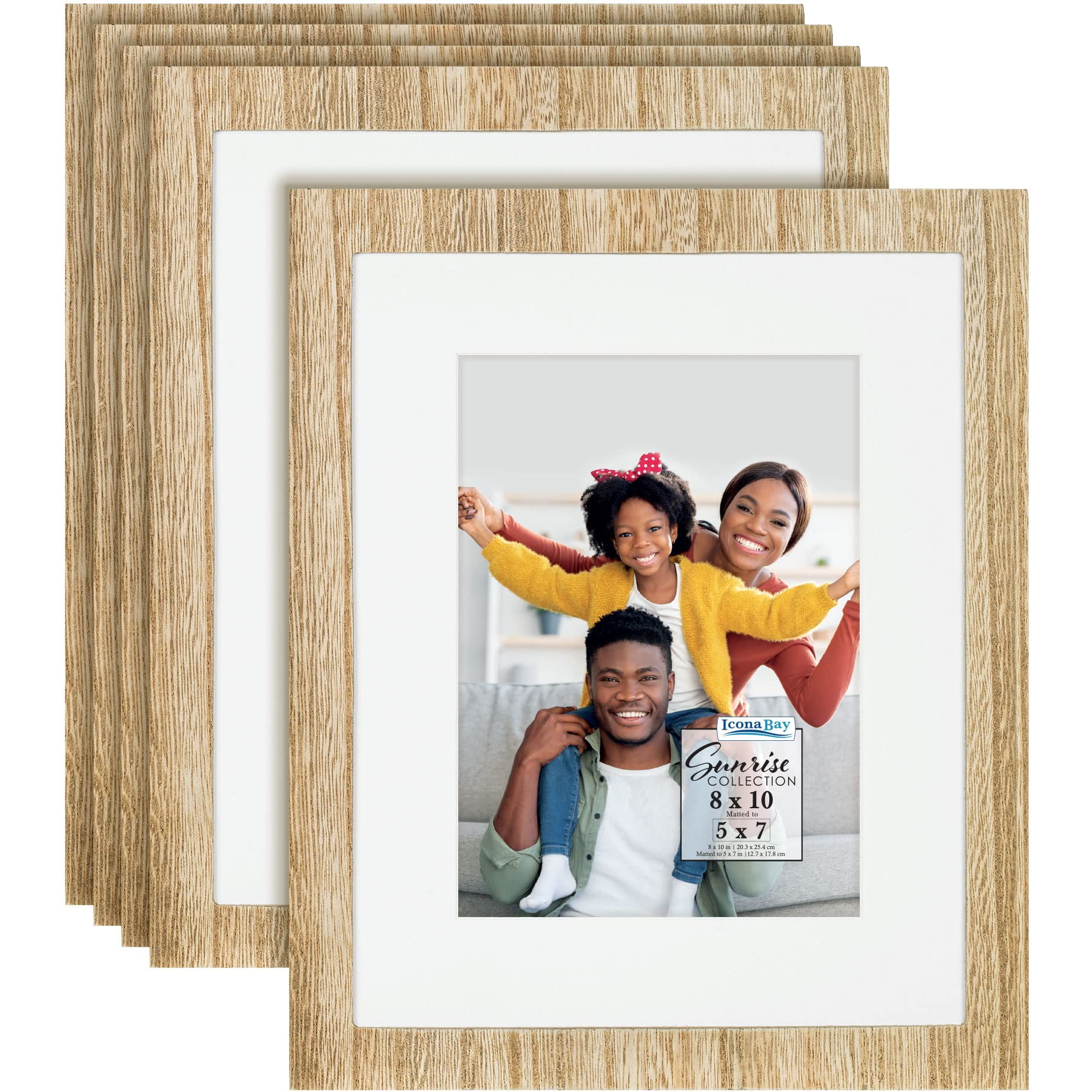 Icona Bay 8x10 Ash Brown Solid One-Piece Picture Frames W/ Mat for 5x7 ...
