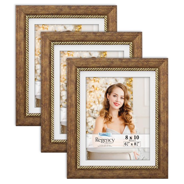 Icona Bay 8x10 Copper Brown Picture Frames W/ Mat, 3 PK, Regency ...