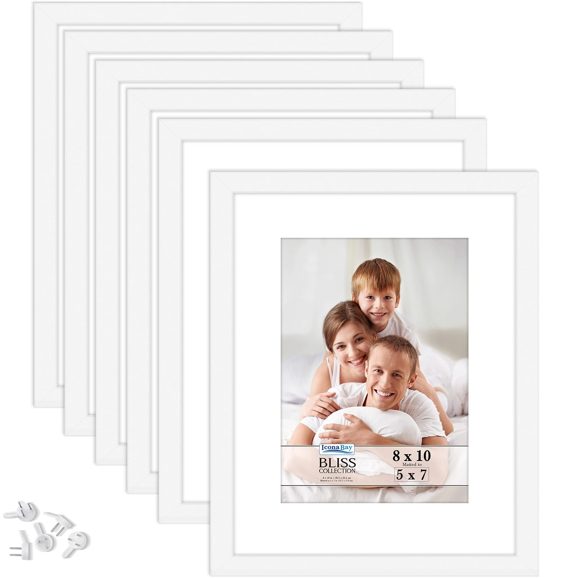 Icona Bay 8x10 White Picture Frames W/ 5x7 Mat, 12 PK, Bliss Tabletop ...