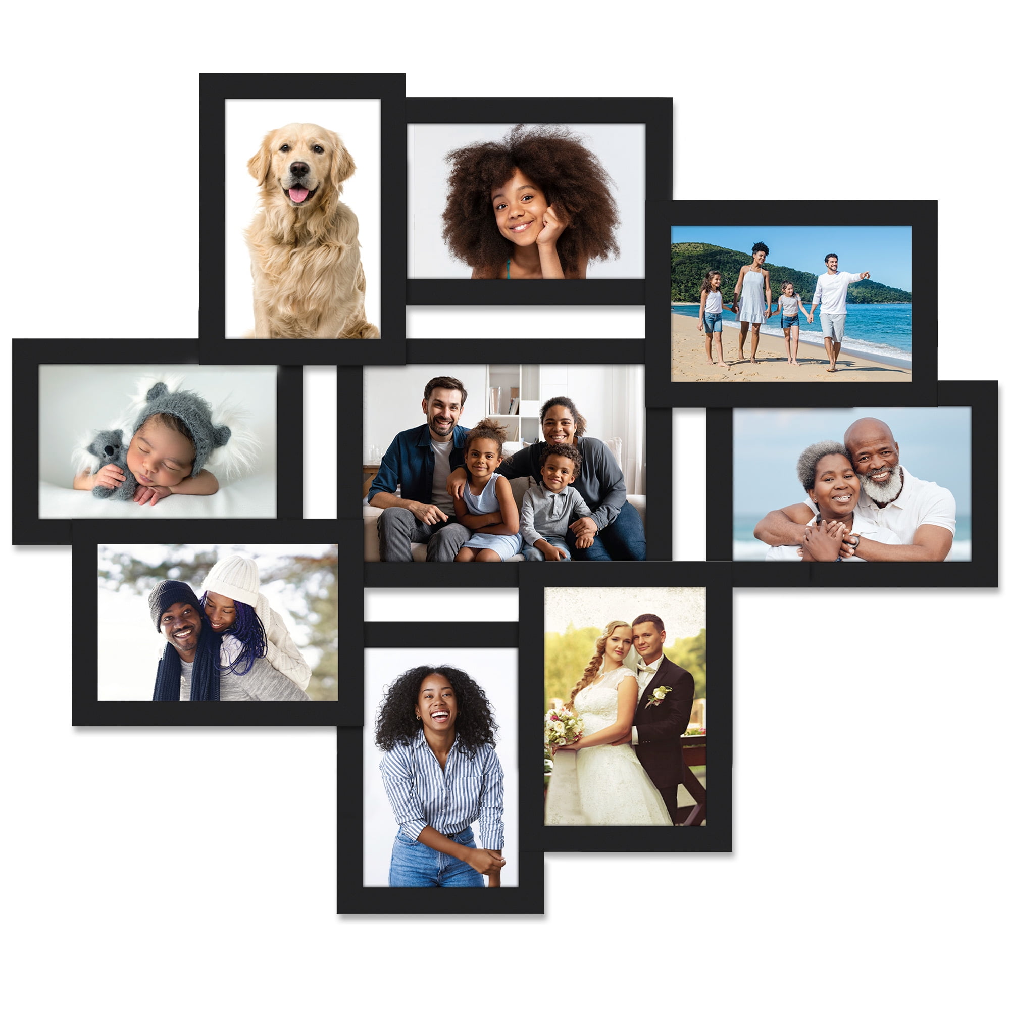 Icona Bay Black Picture Collage Frames, Multiple Slots (1x 5x7, 8x 4x6 ...