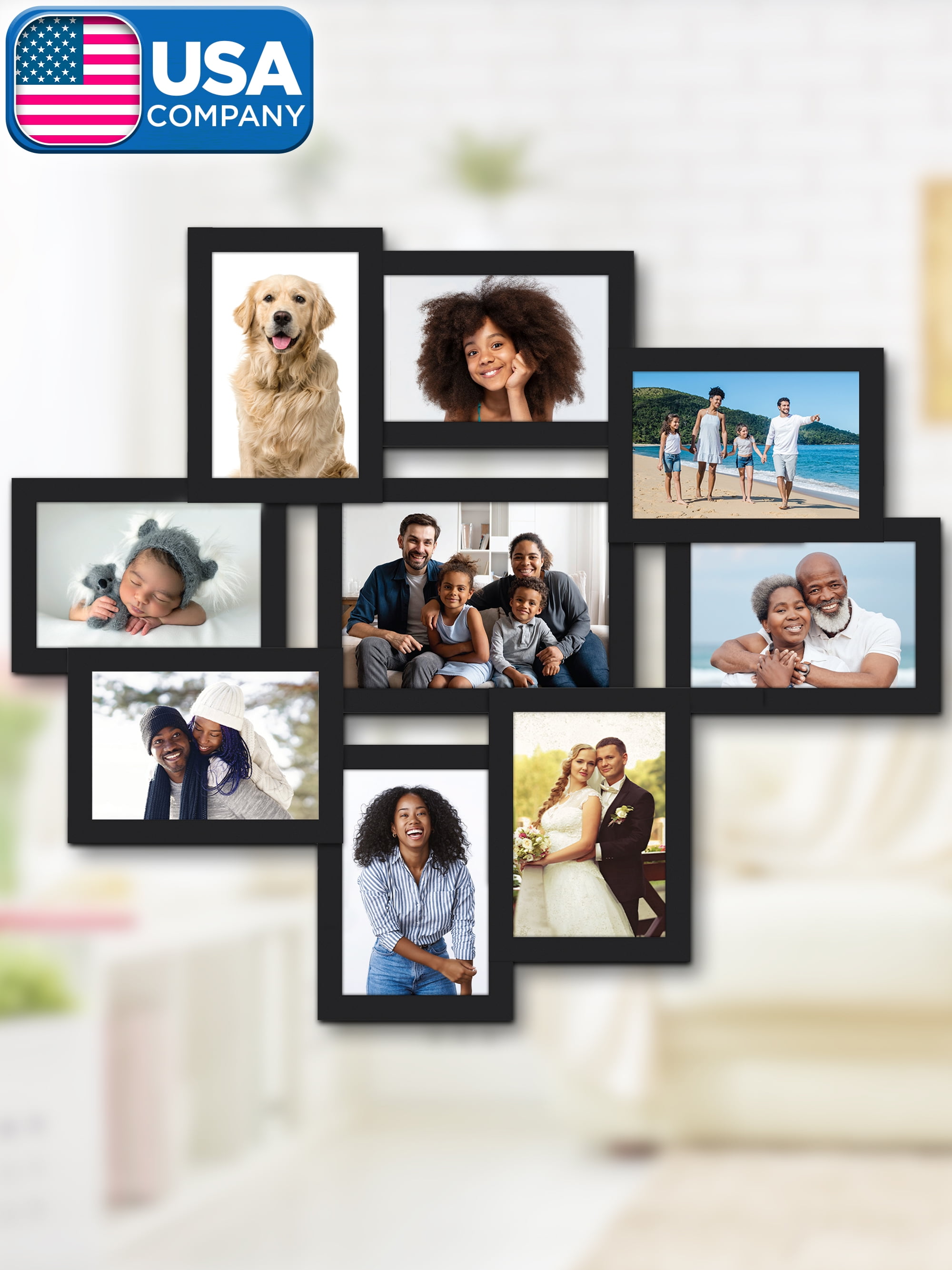 Icona Bay Collage Picture Frames Black, Includes One 5x7 and Eight 4x6 ...