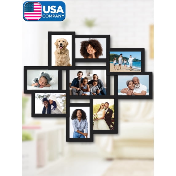 Icona Bay Collage Picture Frames Black, Includes One 5x7 and Eight 4x6 ...