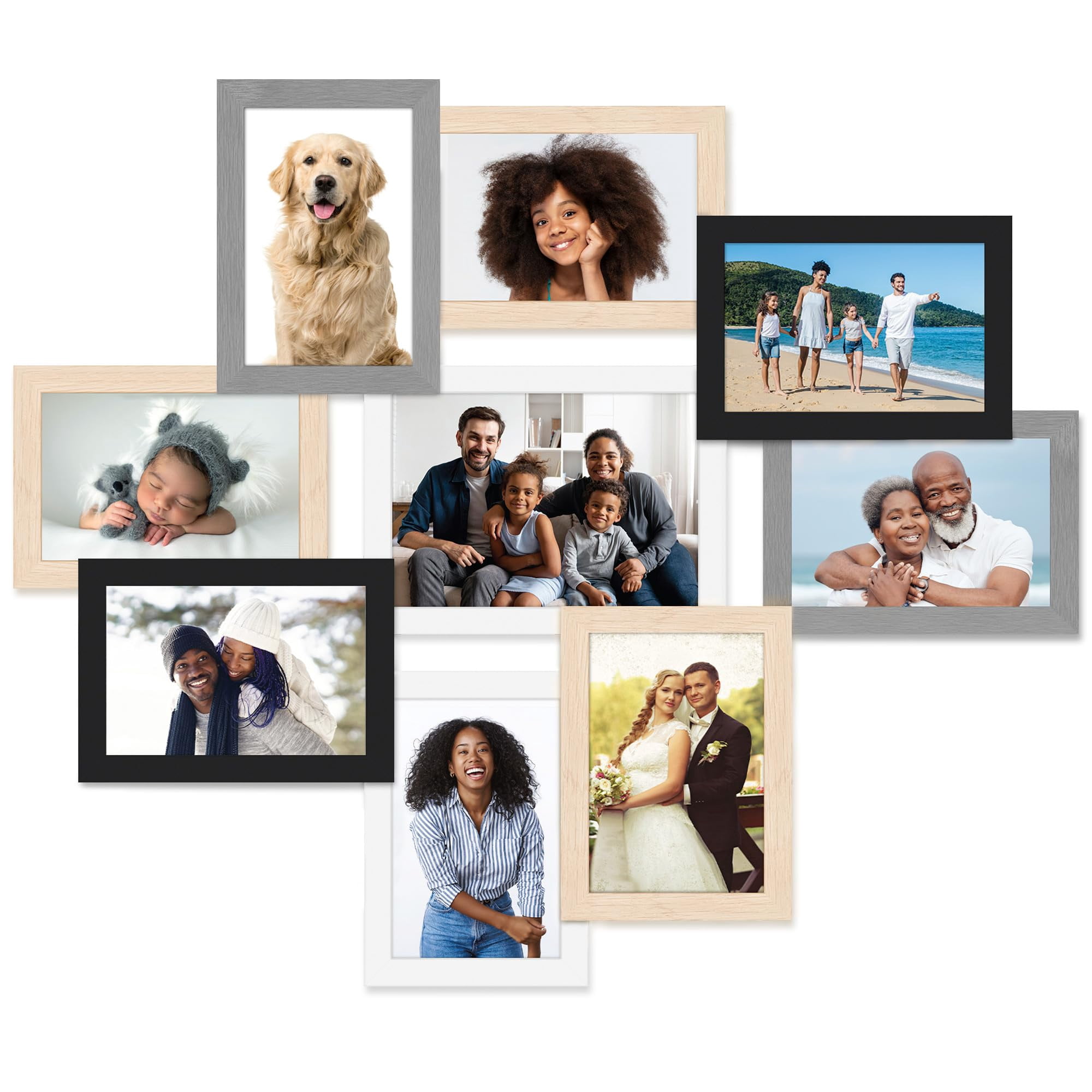 Icona Bay Collage Picture Frames, Multicolored, One 5x7 & Eight 4x6 ...