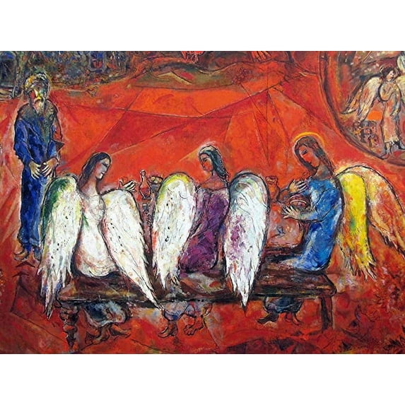 Iconic Arts Laminated 16x12 Poster: Marc Chagall. Abraham and The Three ...