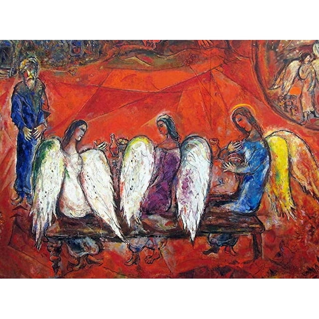 Iconic Arts Laminated 16x12 Poster: Marc Chagall. Abraham and The Three ...