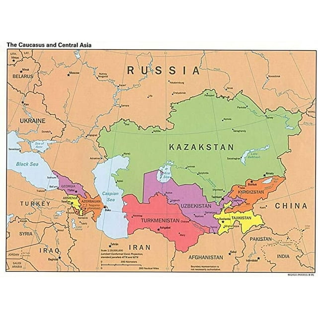 Iconic Arts Laminated 19x14 Poster The Caucasus and Central Asia ...