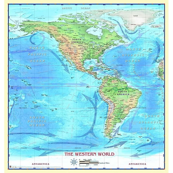 Iconic Arts Laminated 24x25 Poster: Physical Map - Western Hemisphere ...