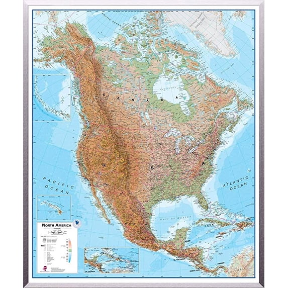 Iconic Arts Laminated 24x28 Poster: Maps International Physical Map of ...