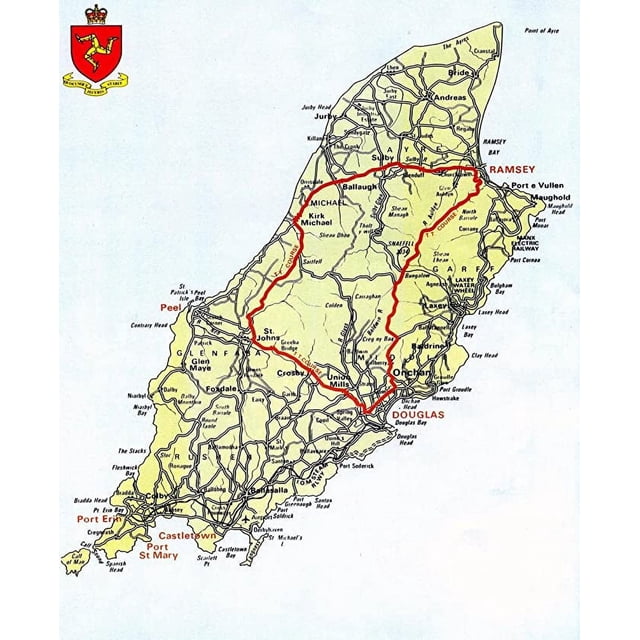 Iconic Arts Laminated 24x29 Poster: Large Scale Road map of Isle of Man ...