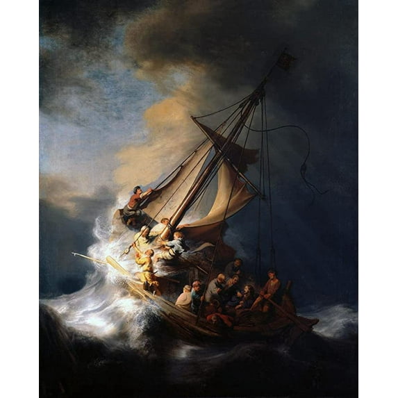 Iconic Arts Laminated 24x30 Poster Rembrandt Christ in The Storm on The ...