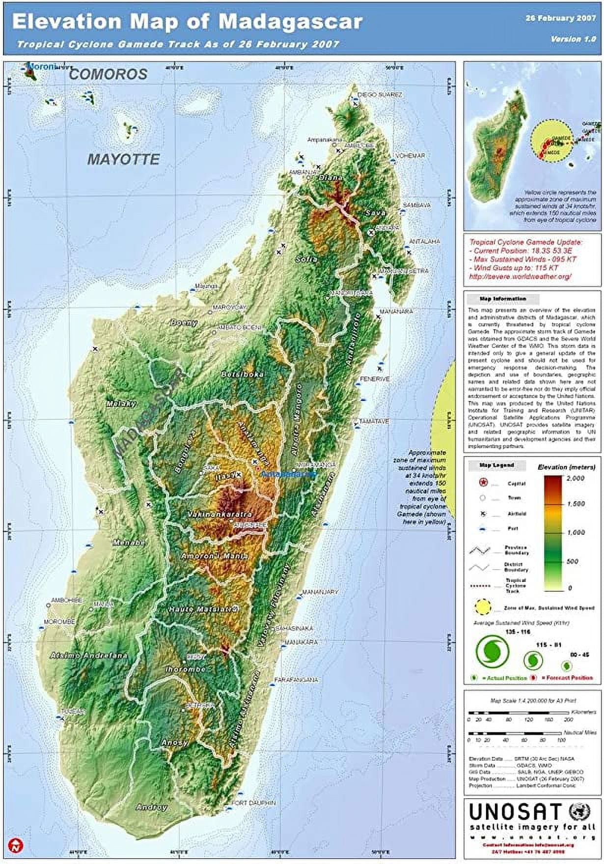 Iconic Arts Laminated 24x34 Poster: Physical Map - Physical Geographic Features Landforms of ...