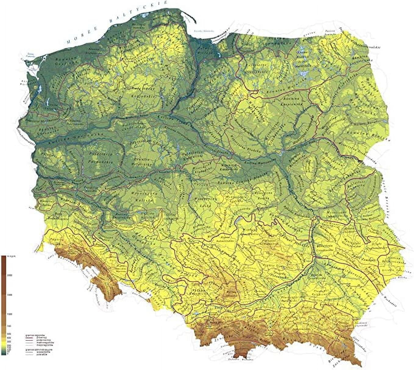 Iconic Arts Laminated 26x24 Poster: Large Detailed Physical map of ...