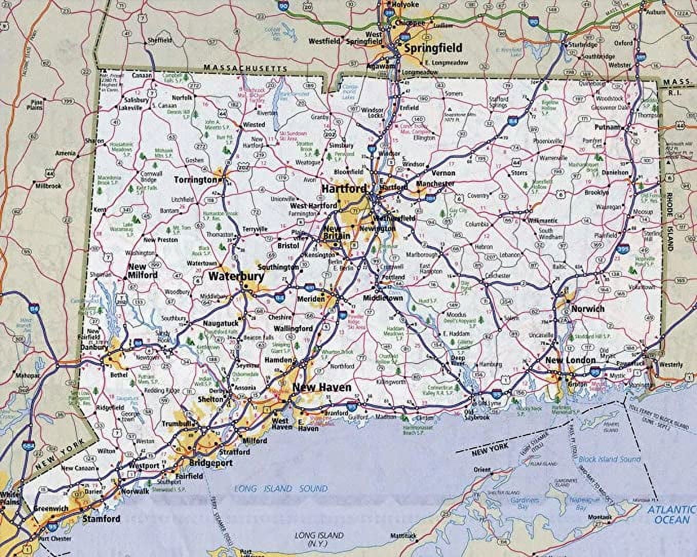 Iconic Arts Laminated 30x24 Poster: Road Map - Large Detailed Roads and ...