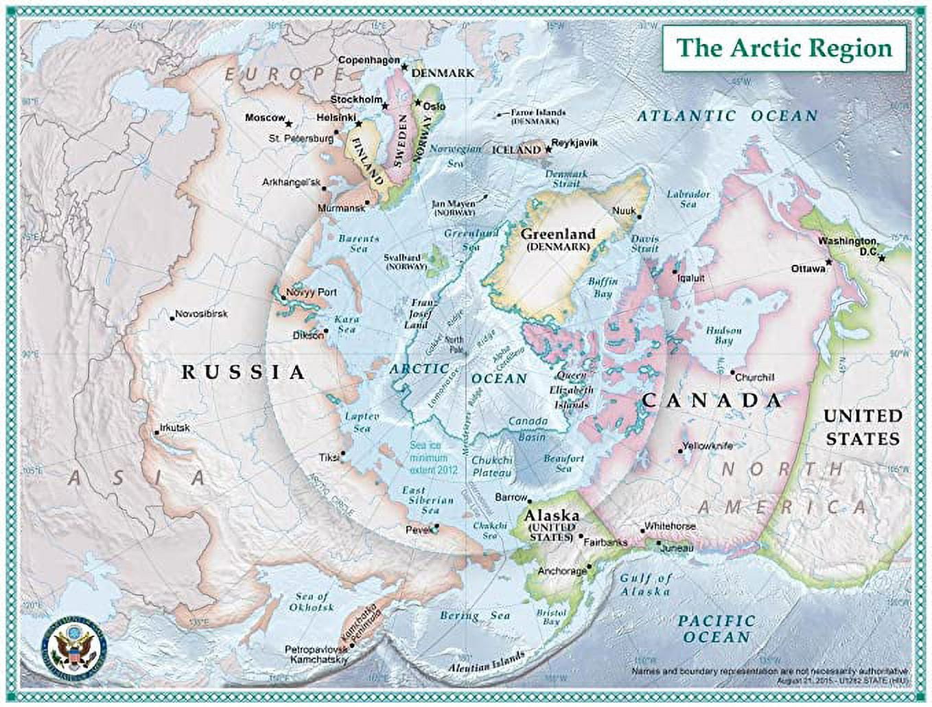 Iconic Arts Laminated 31x24 Poster Political Map of The Arctic.pdf ...