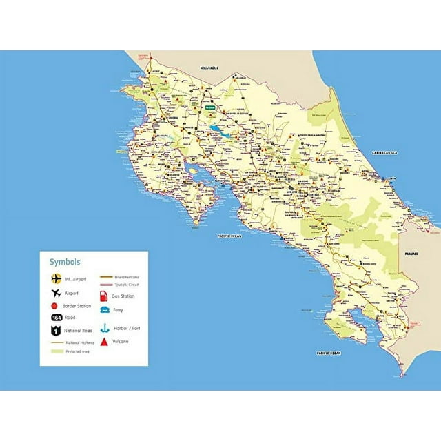 Iconic Arts Laminated 31x24 Poster: Road Map - Large Detailed Road and ...