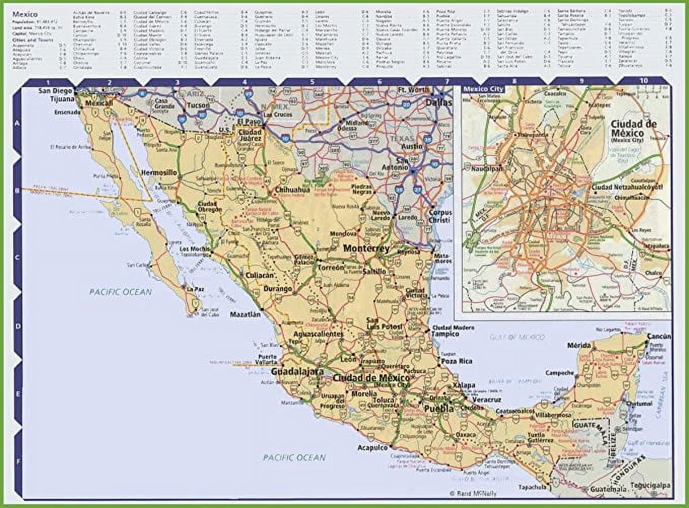 Iconic Arts Laminated 32x24 Poster: Road map of Mexico - Walmart.com