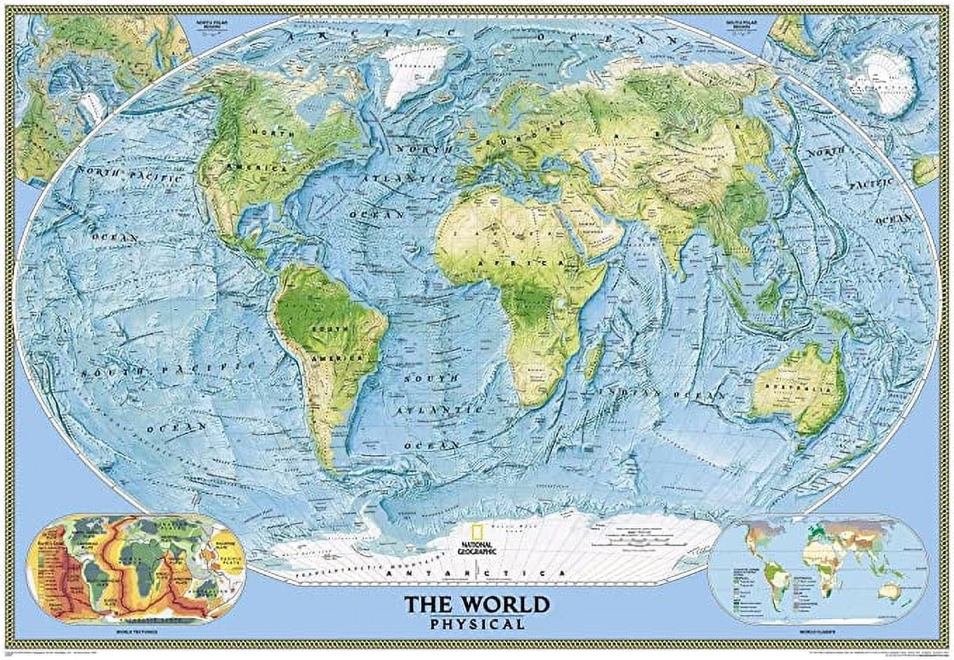 Iconic Arts Laminated 34x24 Poster: World Map - National Geographic ...