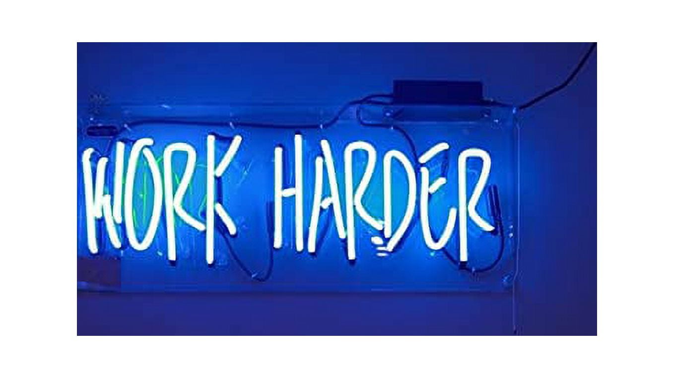 Iconic Arts Laminated 42x24 inches Poster: Blue Motivation Neon Lights ...