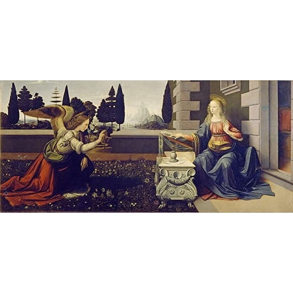 Iconic Arts Laminated 53x24 inches POSTER: The Annunciation Leonardo Da ...
